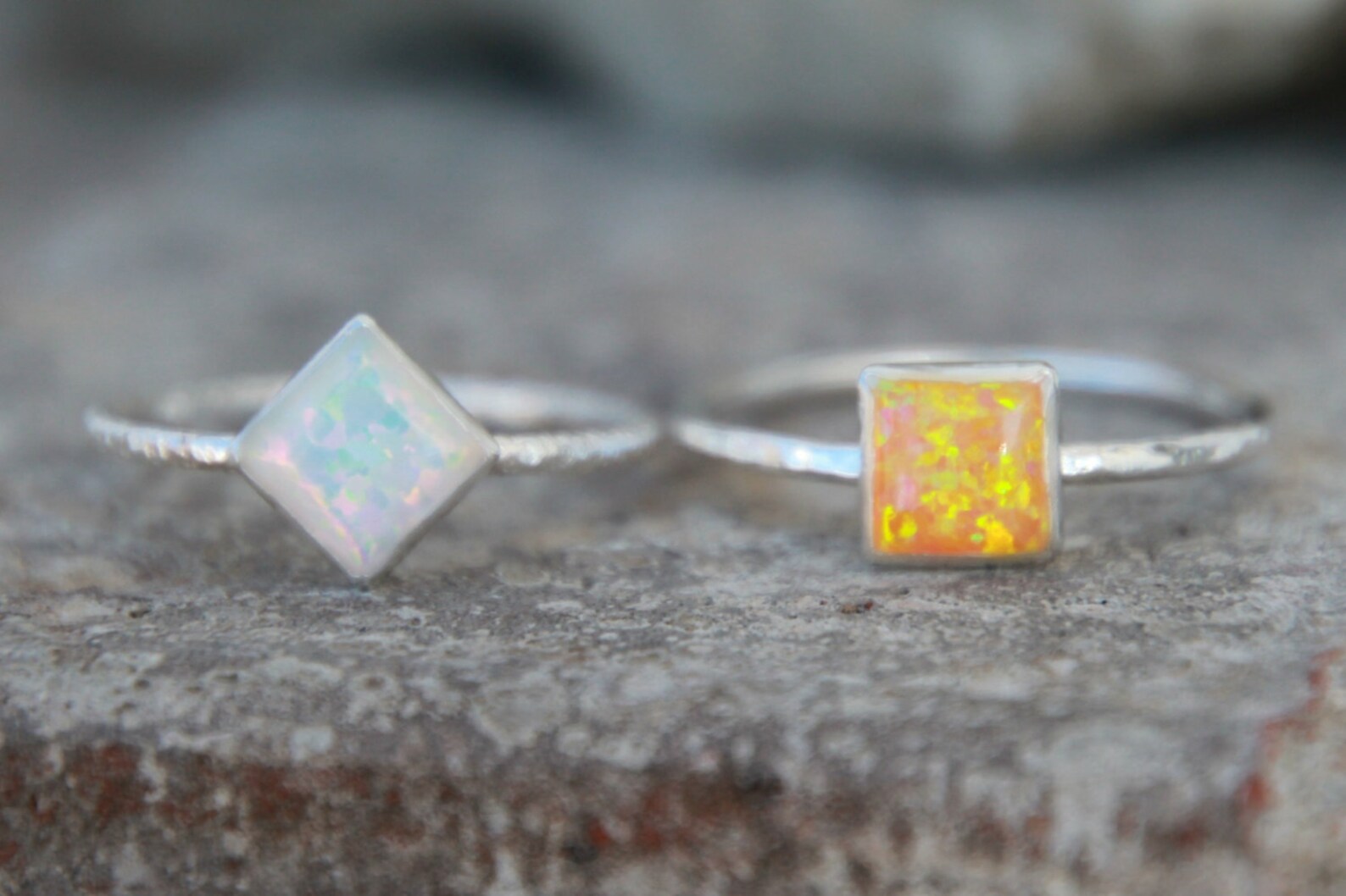 6mm Square Opal Stacking Ring Opal Ring STERLING SILVER - Etsy