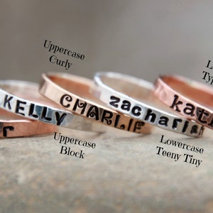 Hand Stamped Stacking Rings Name Ring, Stackable Rings, Mothers Ring ...