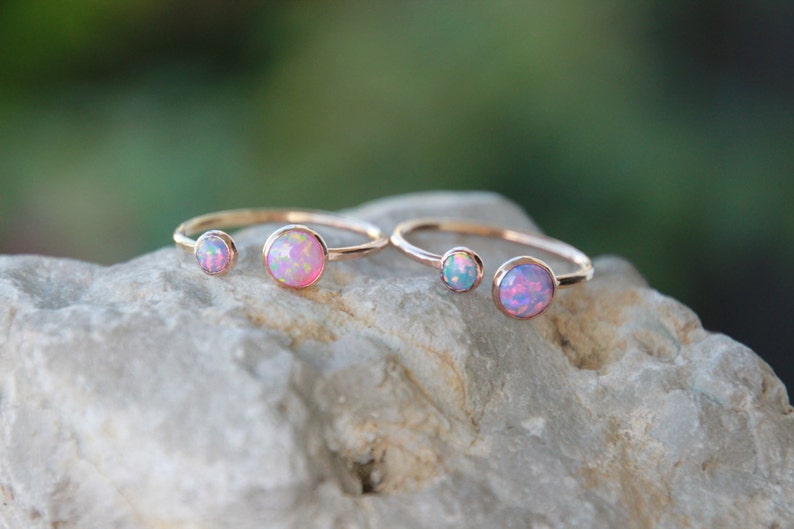 GOLD ADJUSTABLE OPAL Stacking ring Opal ring Sterling | Etsy
