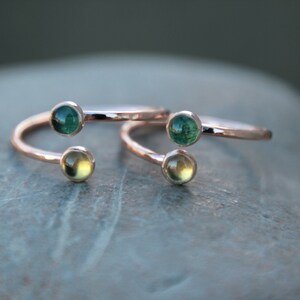 ROSE GOLD DUAL Birthstone Ring. Two Stone Ring. Gemstone Couples Ring ...