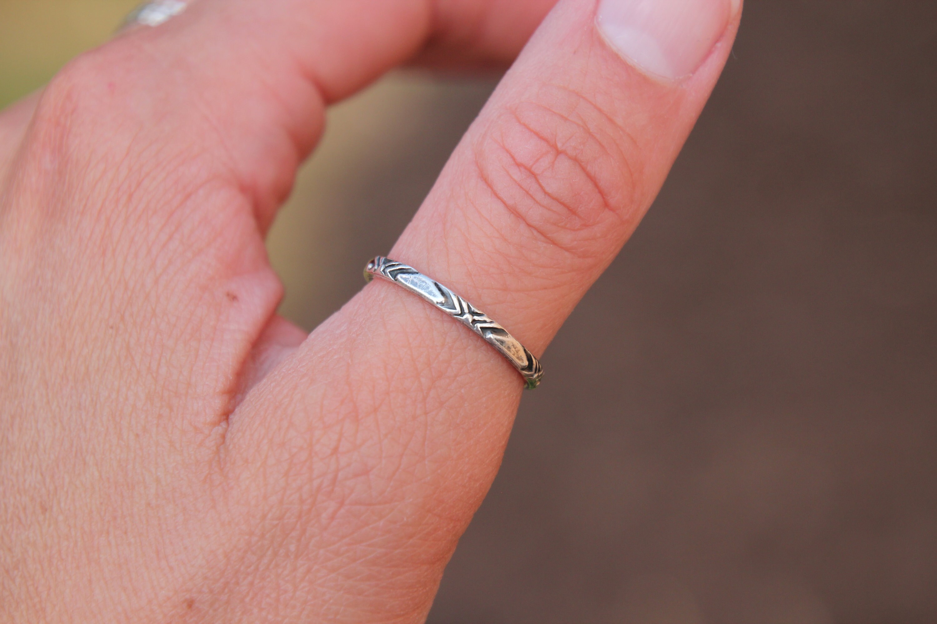 PATTERN STACKING RINGS rustic wedding band minimalist | Etsy