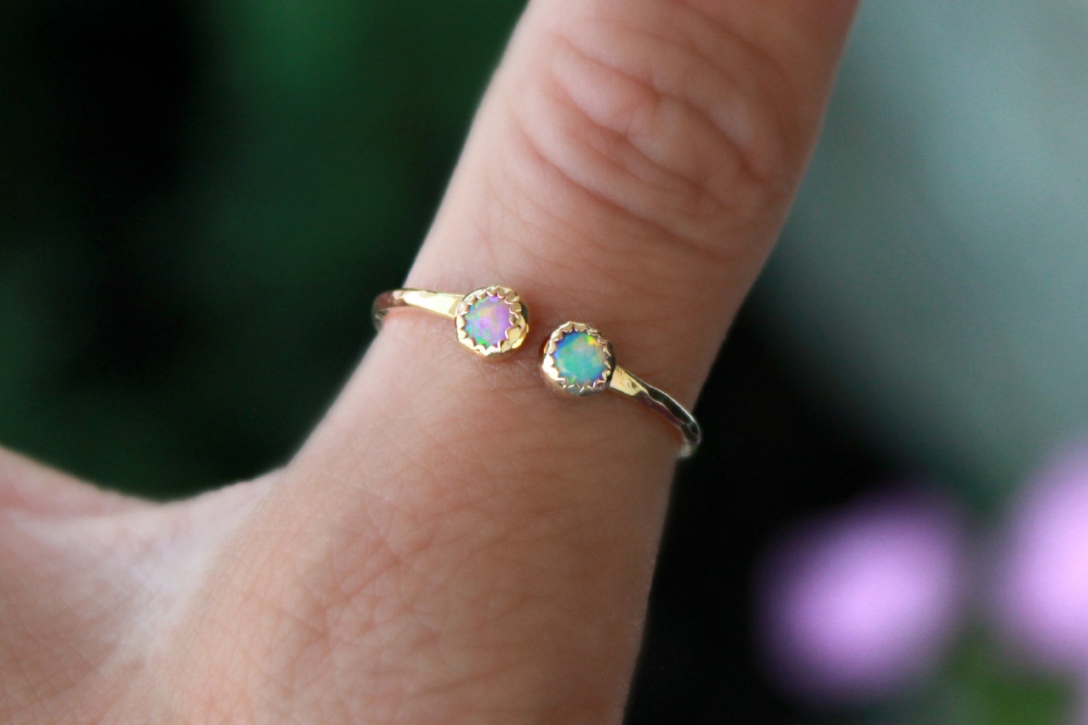 Dual Birthstone Ring. Two Stone Ring. Gemstone Couples Ring. - Etsy