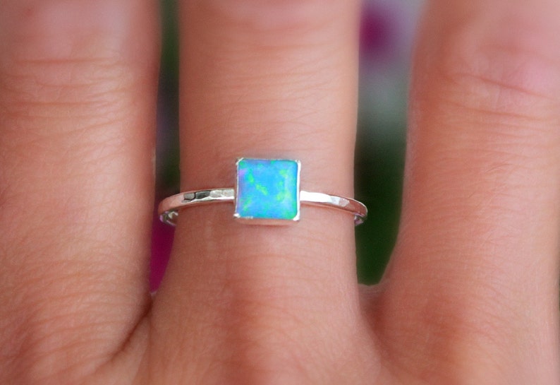 6mm Square Opal Stacking Ring Opal Ring STERLING SILVER - Etsy