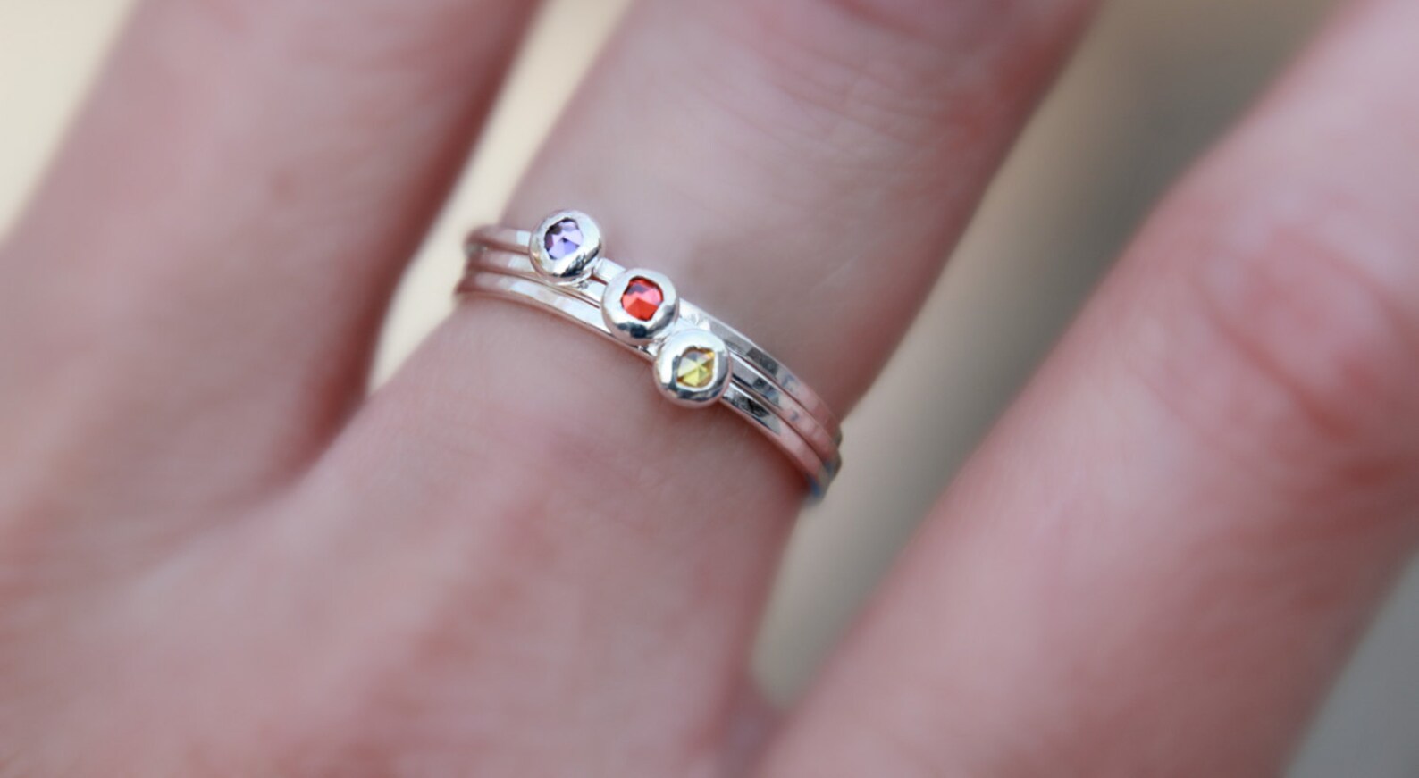 TINY BIRTHSTONE STACKING Ring Birthstone Rings Stackings | Etsy