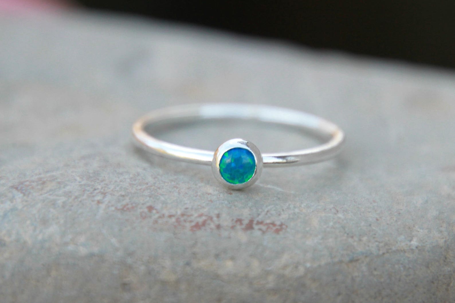 OPAL STACK Ring - GIA Certified Opals - Opal Ring - Silver Opal Ring -gemstone Stacking Ring ...