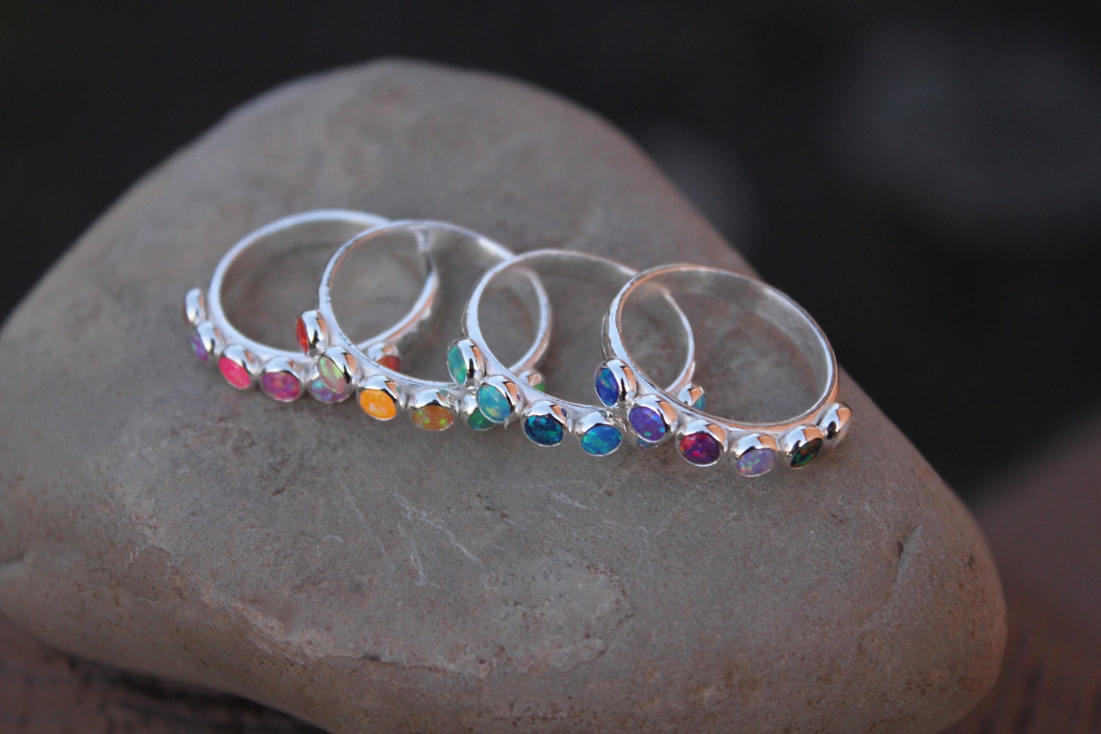Eternity Opal Band Multi Gemstone Ring Multi Stone Ring - Etsy