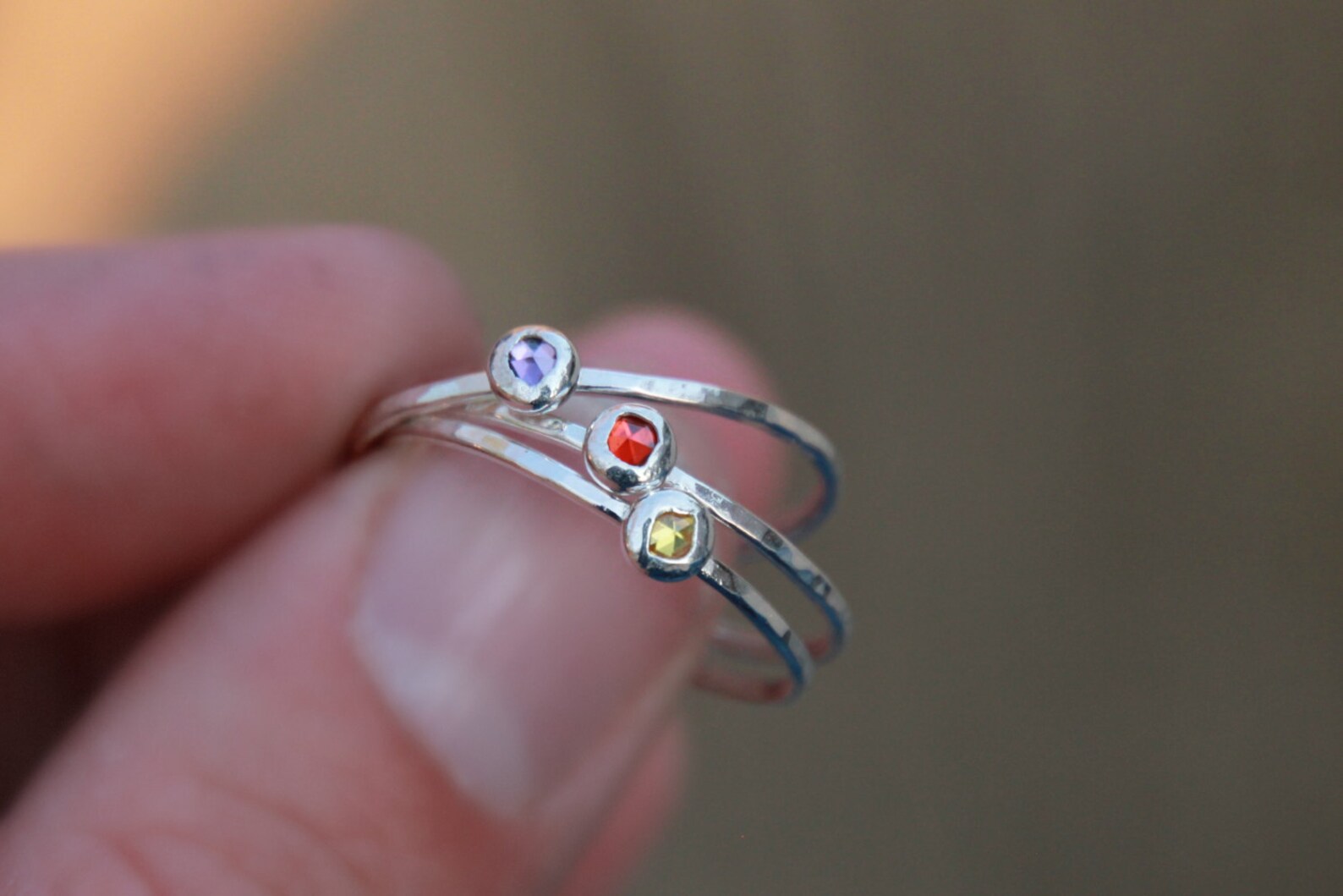 TINY BIRTHSTONE STACKING Ring Birthstone Rings Stackings | Etsy