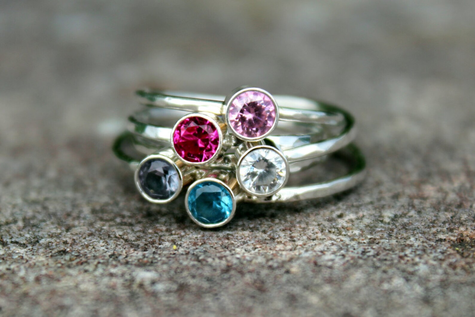 Gemstone Stacking Ring Birthstone Ring Mothers Ring | Etsy