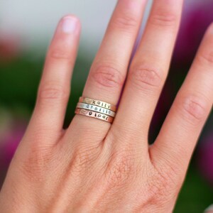 Hand Stamped Stacking Rings Name Ring, Stackable Rings, Mothers Ring ...