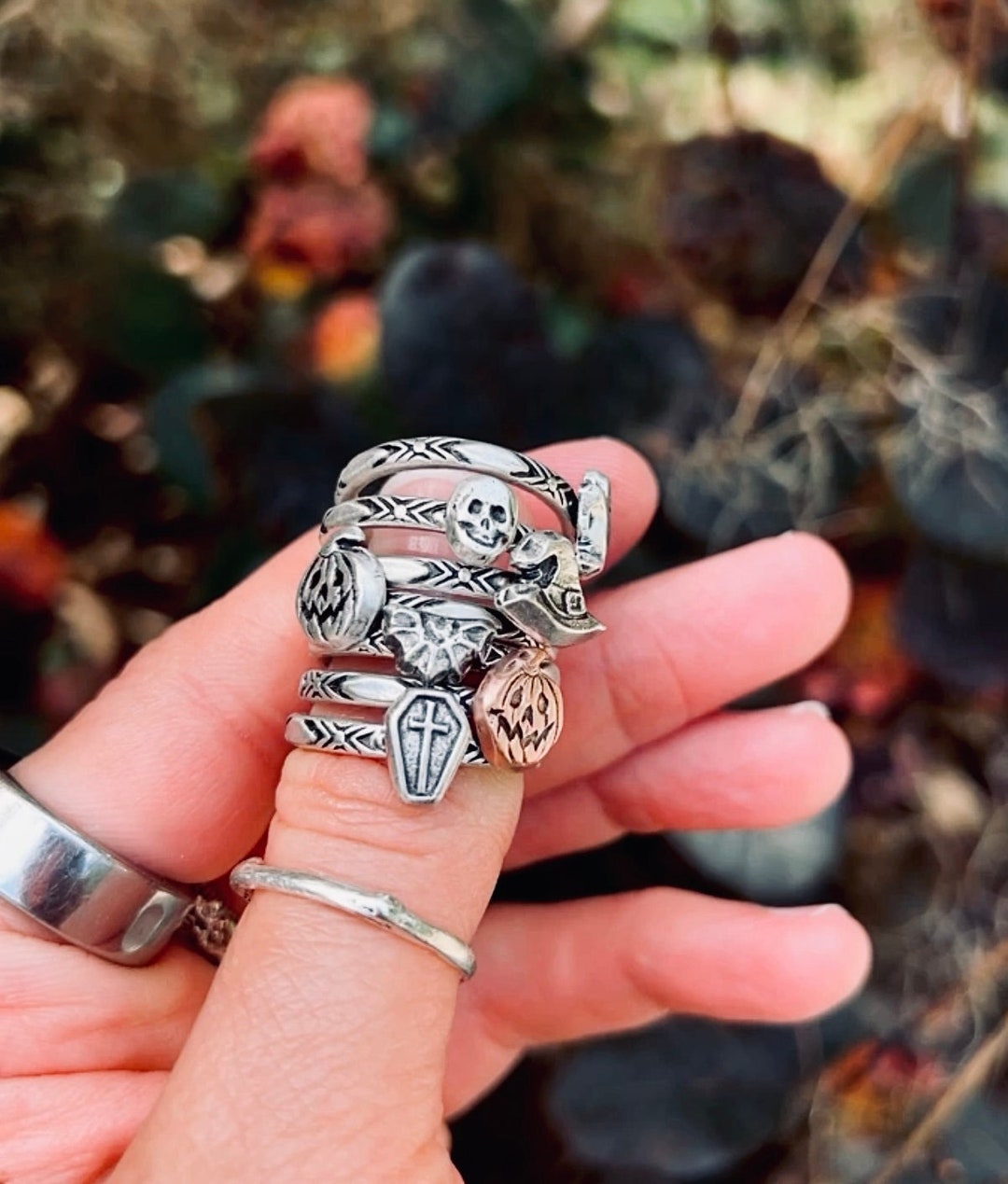 HALLOWEEN STACKING RINGS - Spooky Rings - Ghost Ring - Pumpkin Ring ...