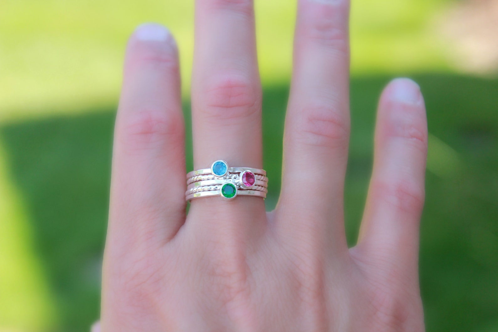 Gemstone Stacking Ring Birthstone Ring Mothers Ring | Etsy