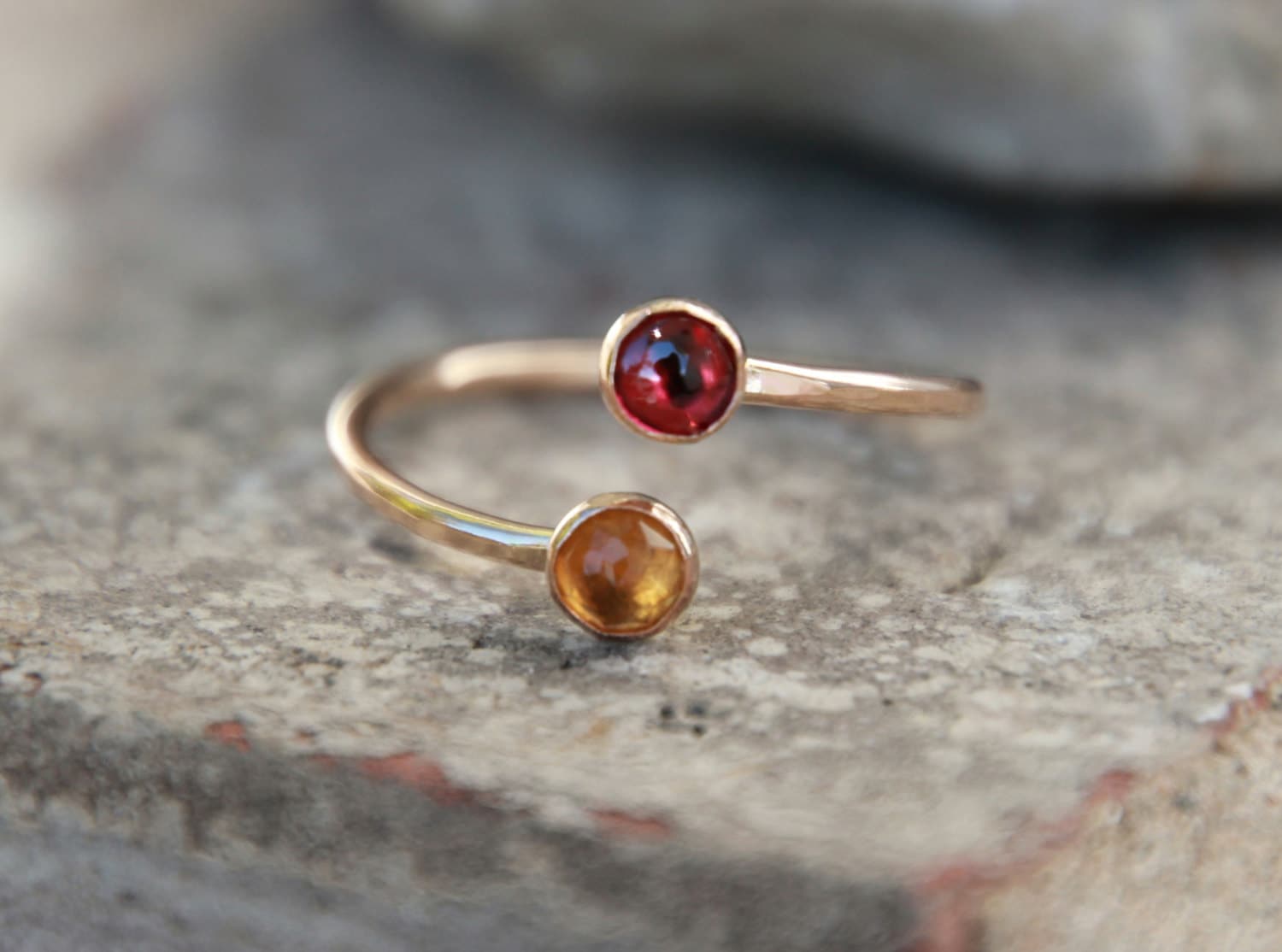 Dual Birthstone Ring. Two Stone Ring. Gemstone Couples Ring. - Etsy