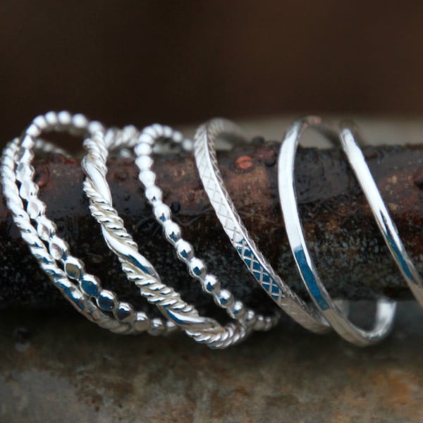 Silver Stack Ring - Etsy UK
