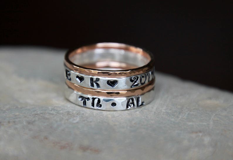 PERSONALIZED RING Stamped Name Ring Hand Stamped Gold - Etsy