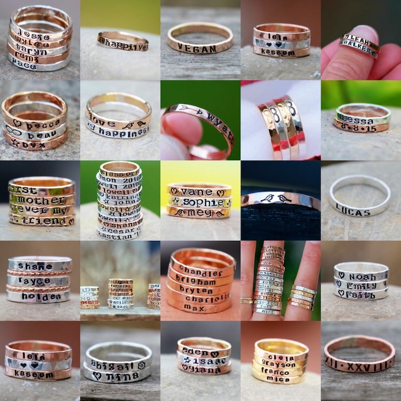 PERSONALIZED RING Stamped Name Ring Hand Stamped Gold - Etsy