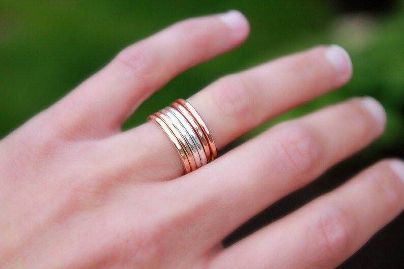 THICK STACKING RINGS Rose Gold Gold and Sterling Silver - Etsy