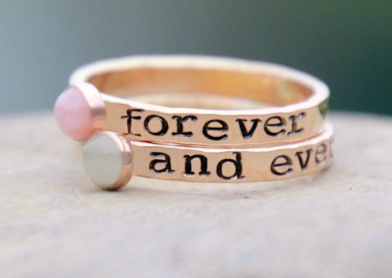 Hand Stamped Birthstone Stacking Ring Birthstone Ring Stackable Rings Personalized Name Ring Mothers Ring Kids Name Ring
