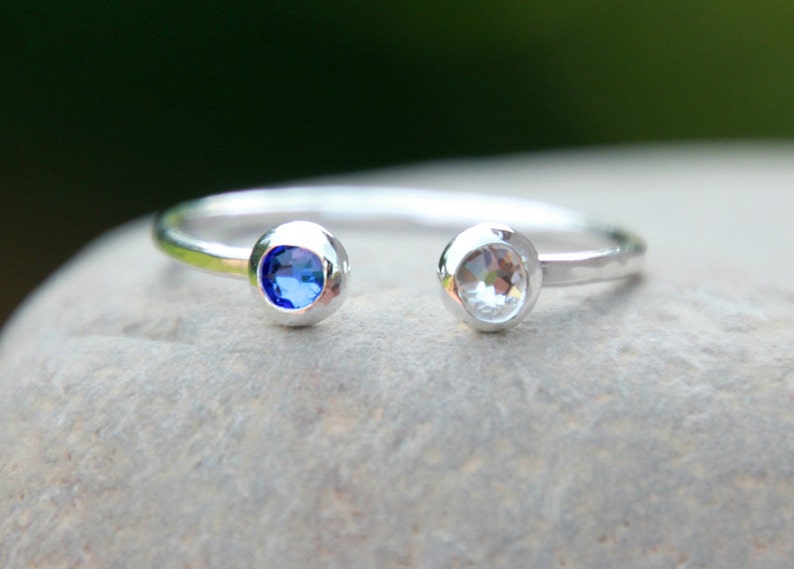 DUAL BIRTHSTONE RING Birthstone Ring Two - Etsy
