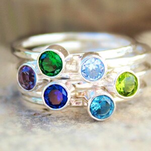 Gemstone Stacking Ring-sterling Silver Gemstone Stacking Ring - Etsy