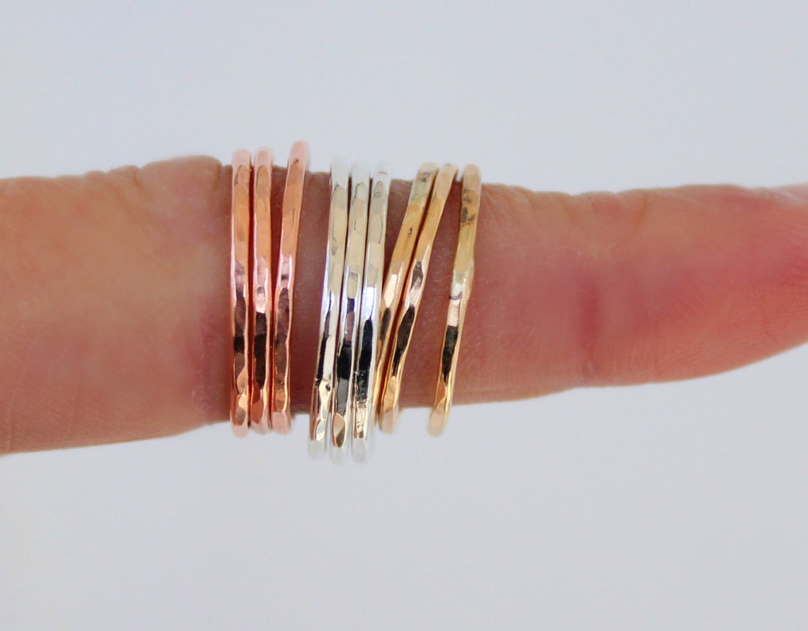 STACKING RINGS THIN Rings Stacked Rings Stackable-rose - Etsy