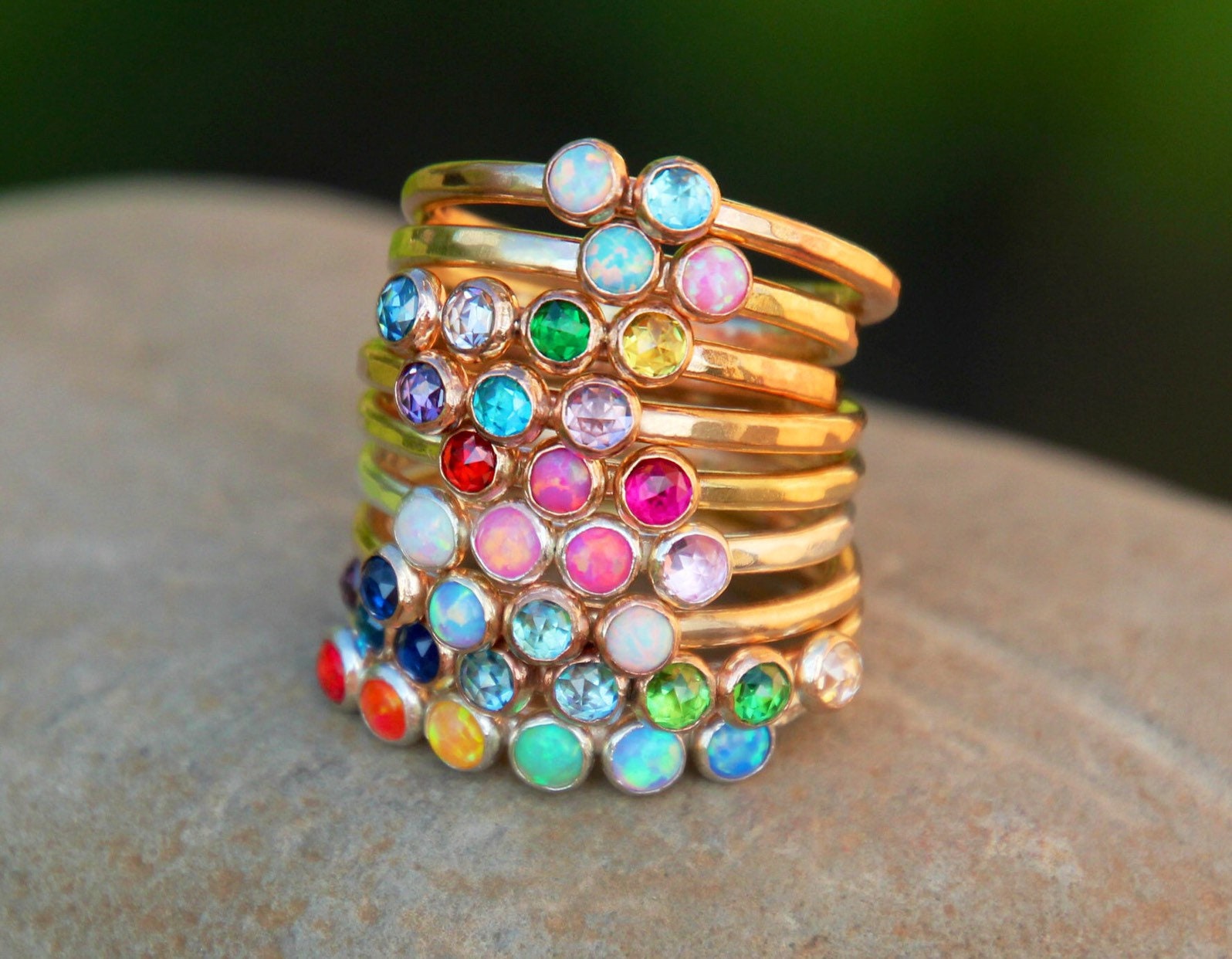 MULTI GEMSTONE RING Opal Ring Multi Birthstone Ring | Etsy