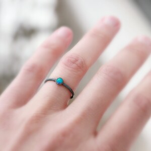OXIDIZED OPAL RING - Opal Stacking Ring ~ Opal Ring - Sterling Opal Ring - Gemstone Ring - Black ...