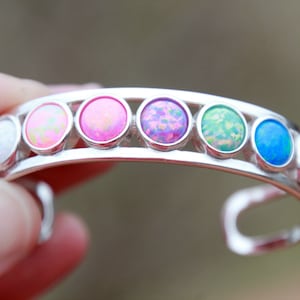 OPAL CUFF BRACELET - Choose Your Own Opals - Opal Bracelet - Choose Your Opal - October Jewelry ...