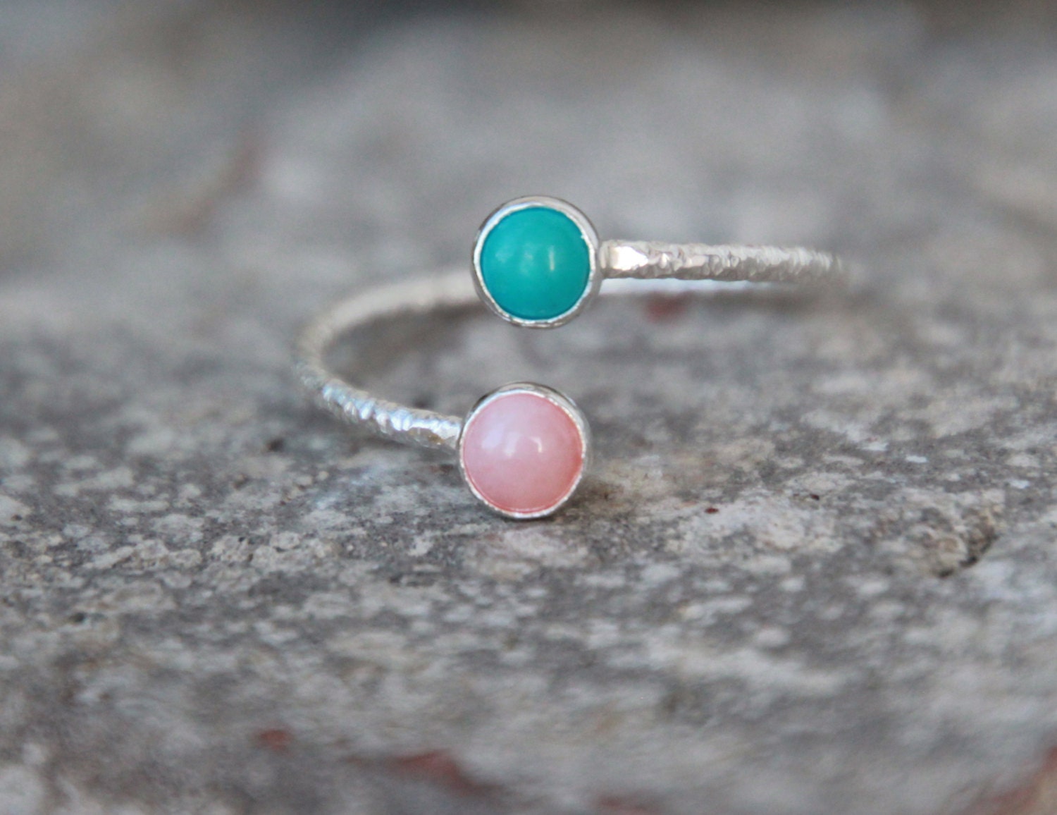 Dual Birthstone Ring. Two Stone Ring. Gemstone Couples Ring. - Etsy