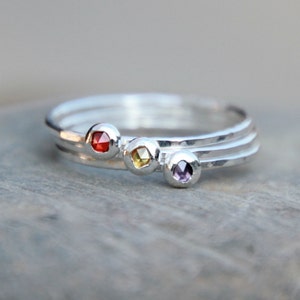 TINY BIRTHSTONE STACKING Ring- Birthstone Rings - Stackings Rings ...