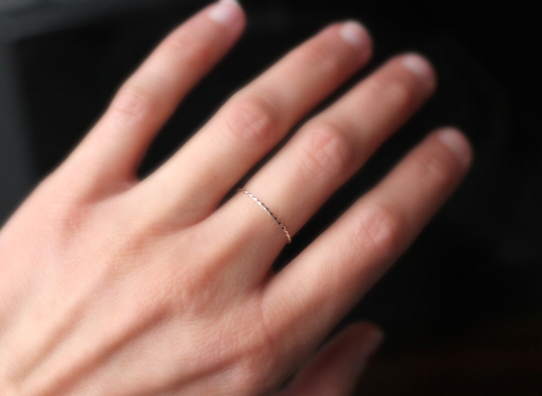ULTRA THIN STACKING Rings - Thin Sterling Silver Square Twist Stacking ...