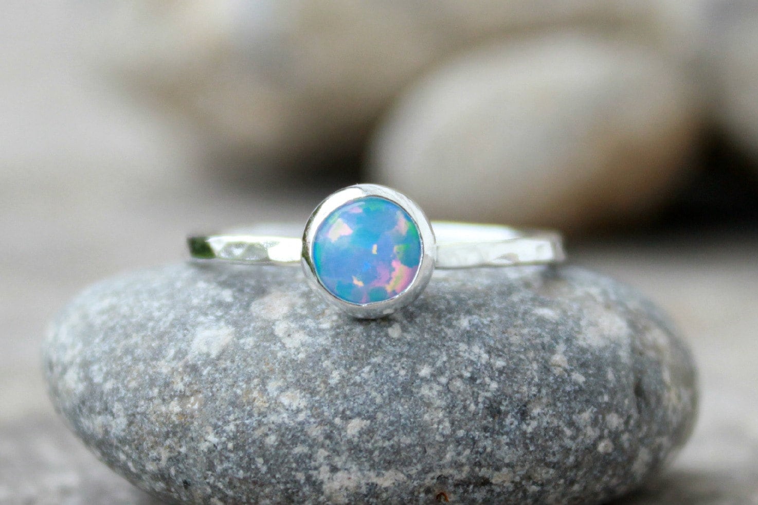 6mm SOLID STERLING Opal Stacking Ring Opal Ring Sterling - Etsy