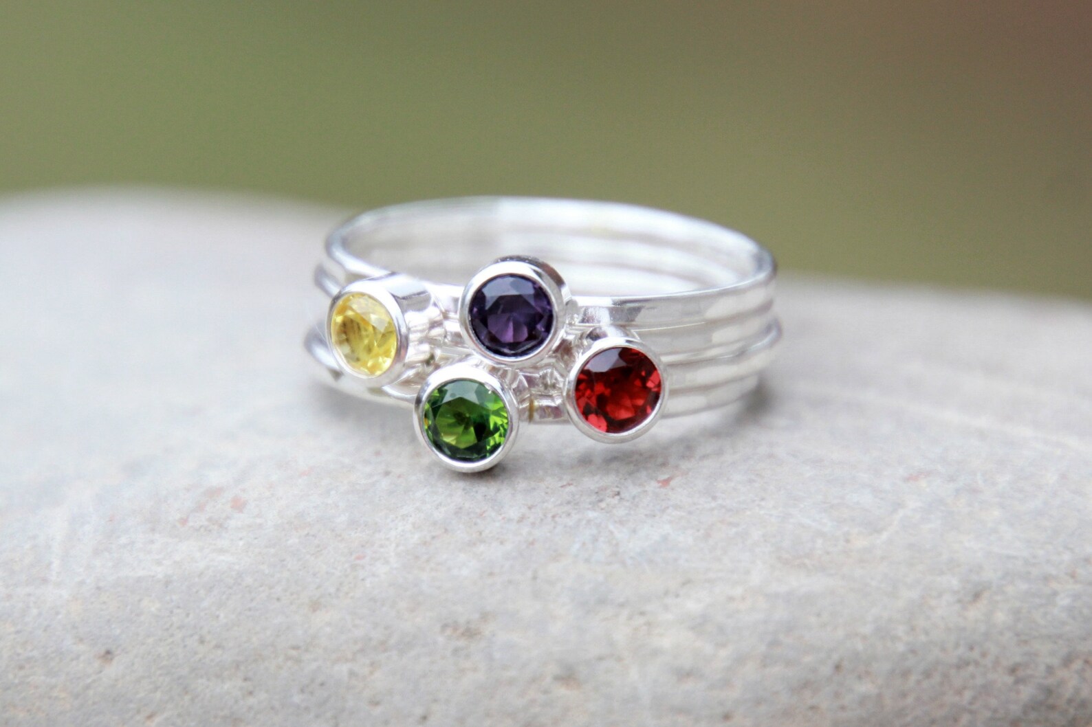 Gemstone Stacking Ring Birthstone Ring Mothers Ring | Etsy