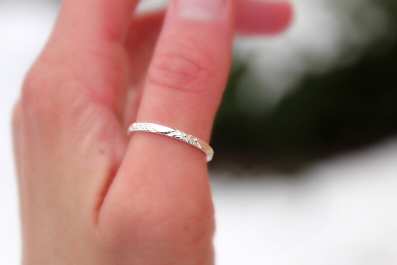 PATTERN STACKING RINGS Rustic Wedding Band Minimalist | Etsy