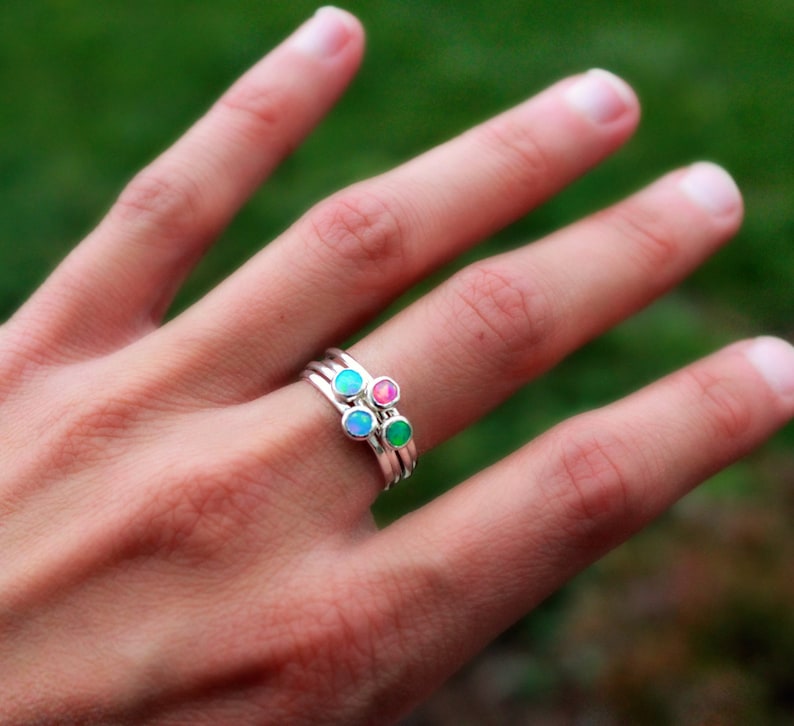 OPAL STACK Ring - GIA Certified Opals - Opal Ring - Silver Opal Ring ...