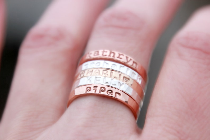 PERSONALIZED RING stamped name ring hand stamped Gold | Etsy