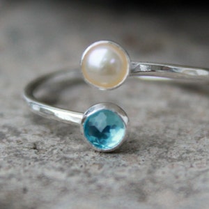 Dual Birthstone Ring. Two Stone Ring. Gemstone Couples Ring. Gold ...