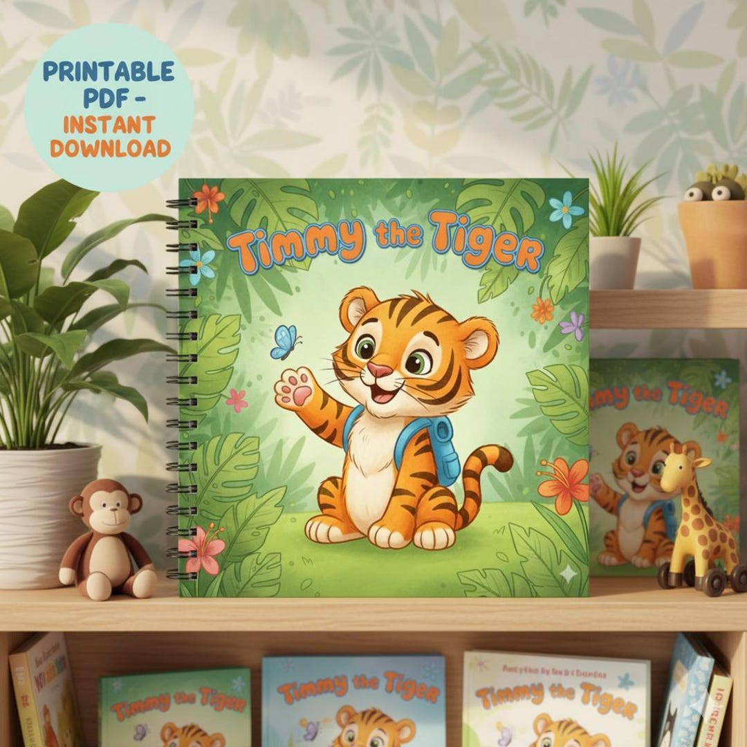 Timmy the Tiger Printable Kids Book: Fun Toddler Story (digital PDF ...