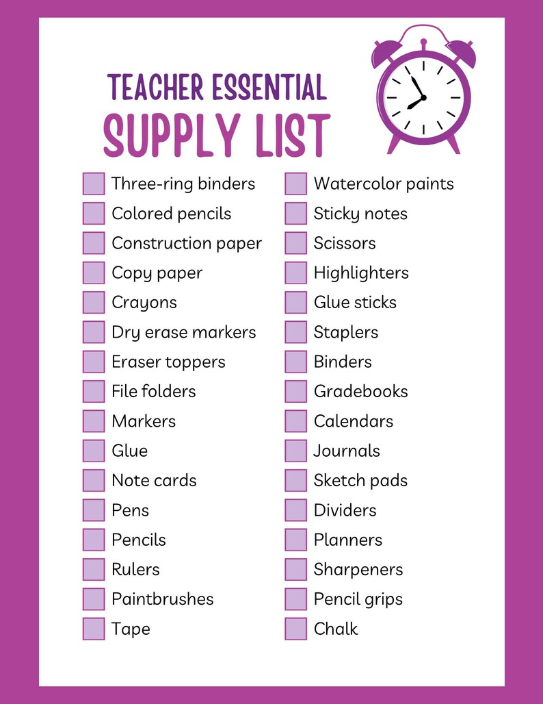 Ultimate Teacher Checklist | Editable Classroom Setup + Supply List ...