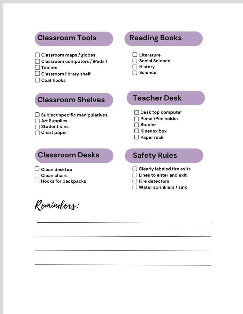 Ultimate Teacher Checklist | Editable Classroom Setup + Supply List ...