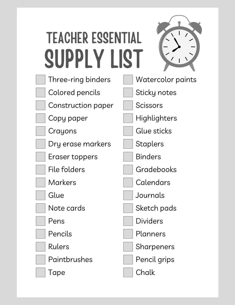 Ultimate Teacher Checklist | Editable Classroom Setup + Supply List ...