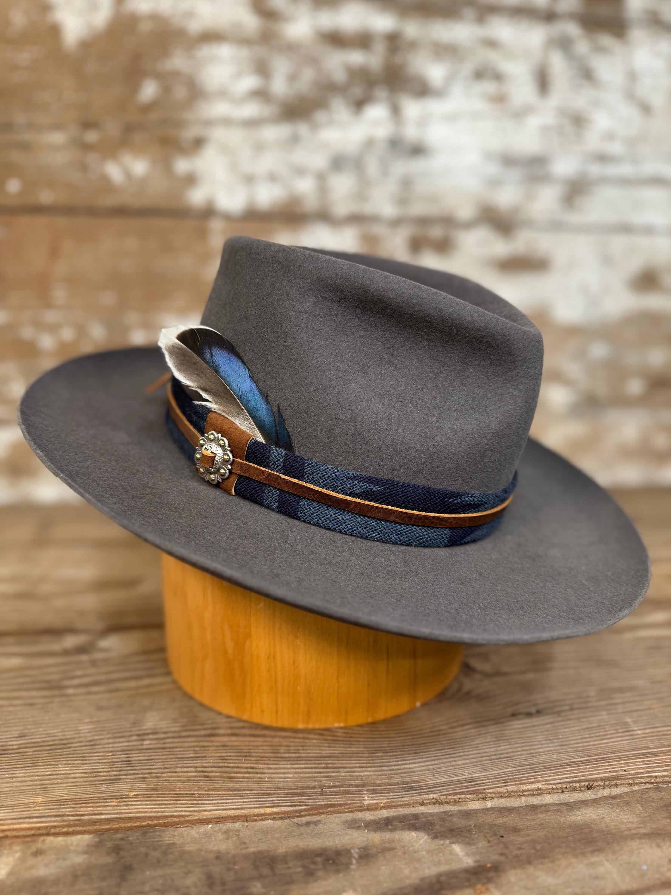Petrichor Fedora Hat: Grey Beaver Felt With Pendleton Band - Etsy
