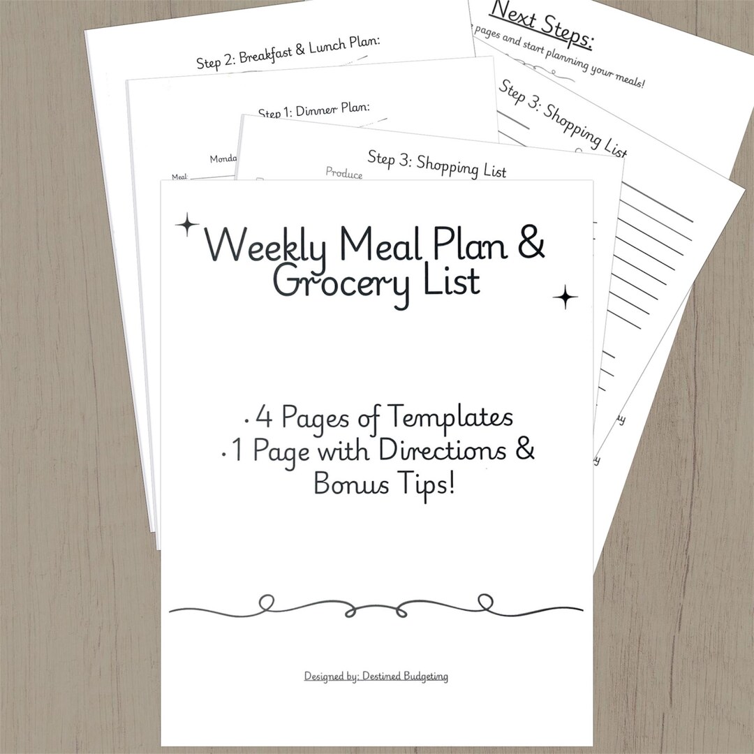 Weekly Meal Planner Printable: Dinner, Breakfast, Lunch + Grocery List ...