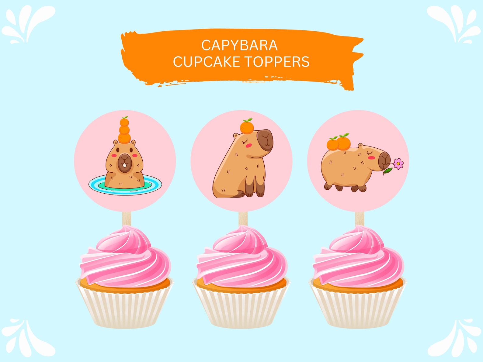 Capybara Party Cupcake Toppers (digital) - Etsy