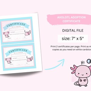 Axolotl Party Adoption Certificate (digital) - Etsy