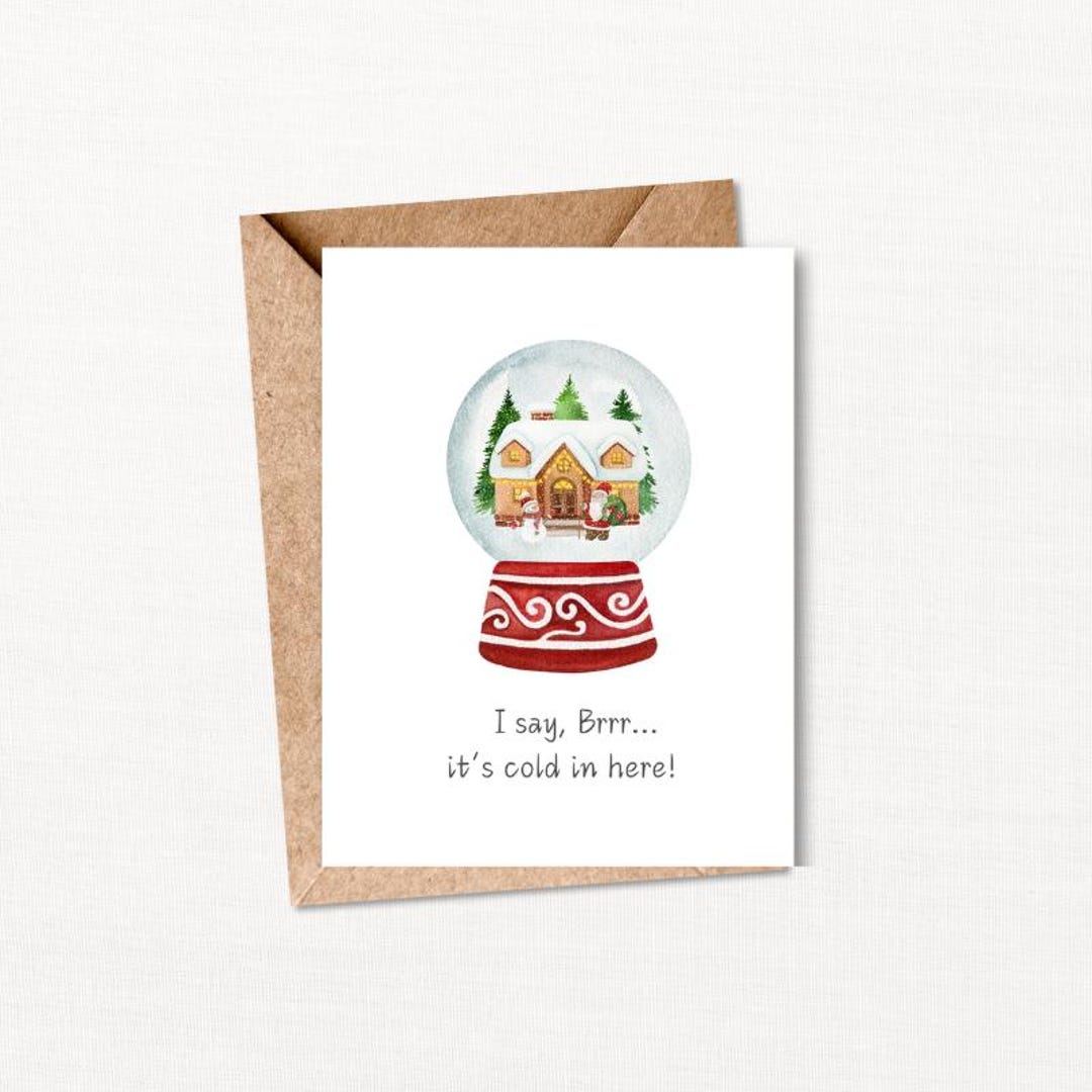 Cute Christmas Card – Snowglobe With Santa, Snowman & House – “I Say ...