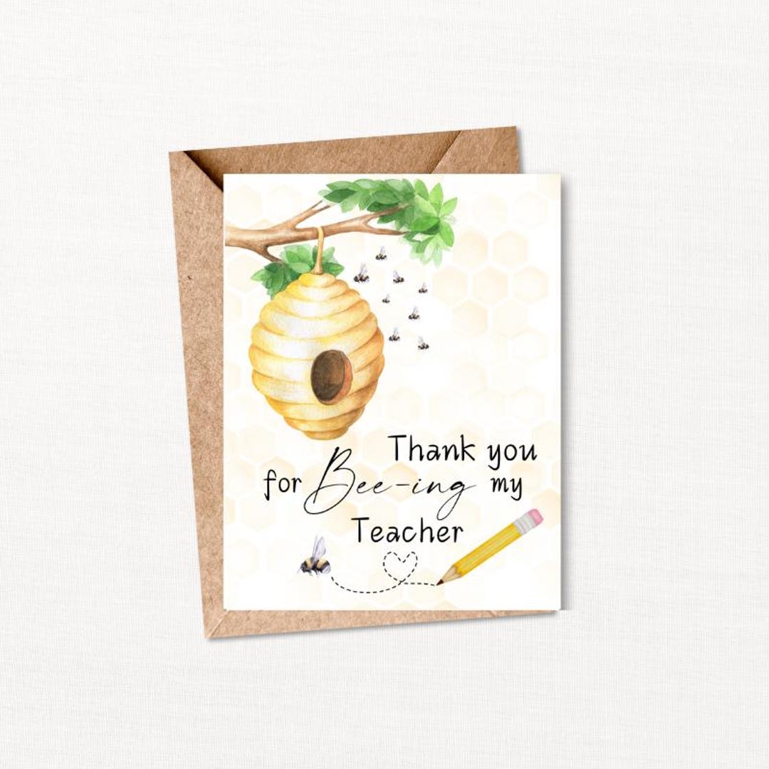 Teacher Appreciation Card – Beehive & Heart Loop Bee, ‘thank You for ...