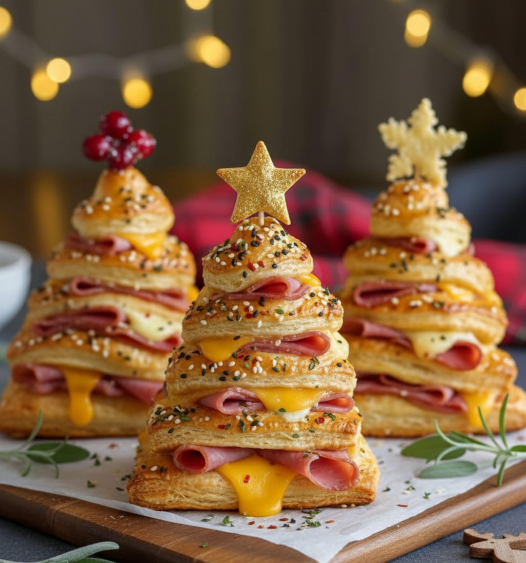 Ham & Cheese Puff Pastry Christmas Trees • Holiday Party Appetizer ...