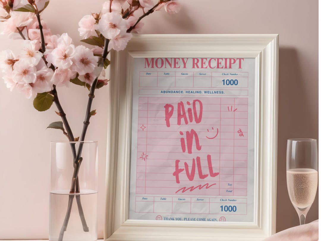 Paid in Full Money Receipt Poster Rolled Posters | Pink Motivational ...