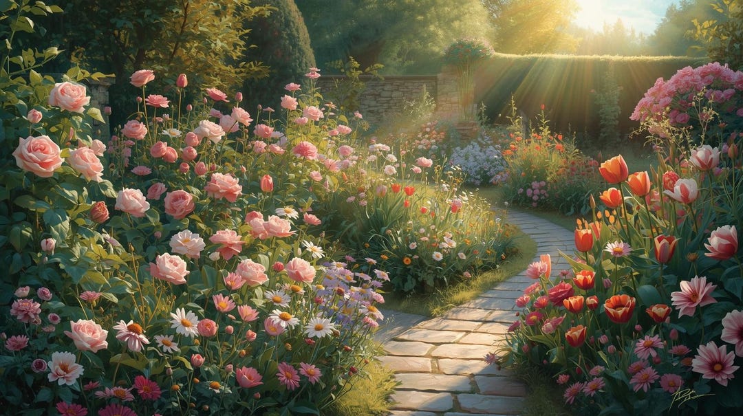Flower Meadow Path Digital Picture - Etsy