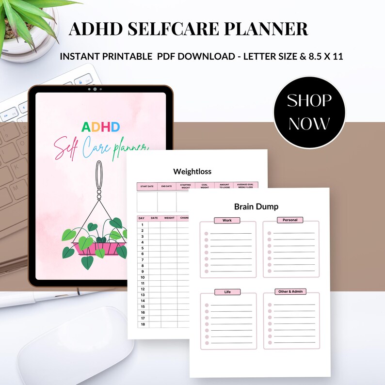 ADHD Self Care Planner Printable | Daily Routine Organizer for Focus ...